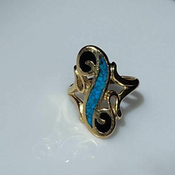 Jewelry | Vintage Turquoise And Onyx Ring | Poshmark